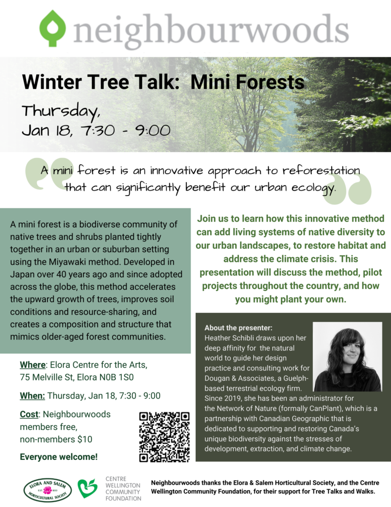 Tree Talk: Jan 18th: Mini Forests – Elora Environment Centre